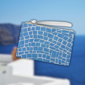 Blue Clutch Bag-mosaic-inspired Vegan Leather Purse-greek Chic Summer ...