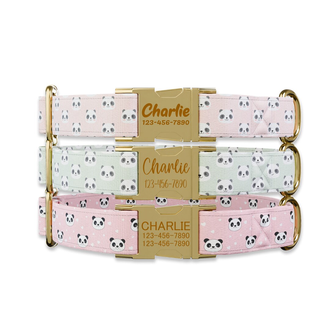 Cute Panda! Dog Collar W/ Metal Buckle, HAND MADE, Personalized Collar ...