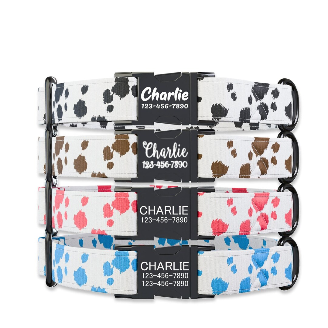 Cow Dog Style Dog Collar W/ Metal Buckle, HAND MADE, Personalized ...