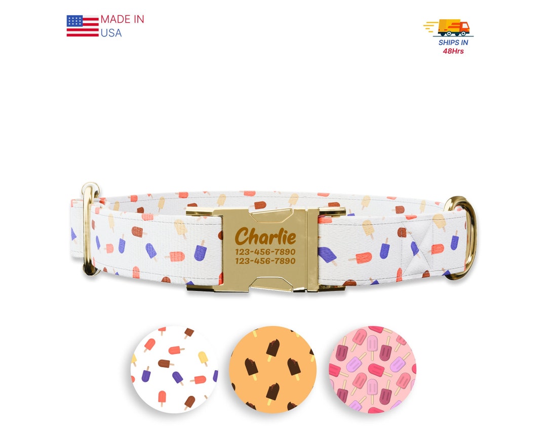 Ice Cream Dog Collar! W/ Metal Buckle, HAND MADE, Personalized Collar ...