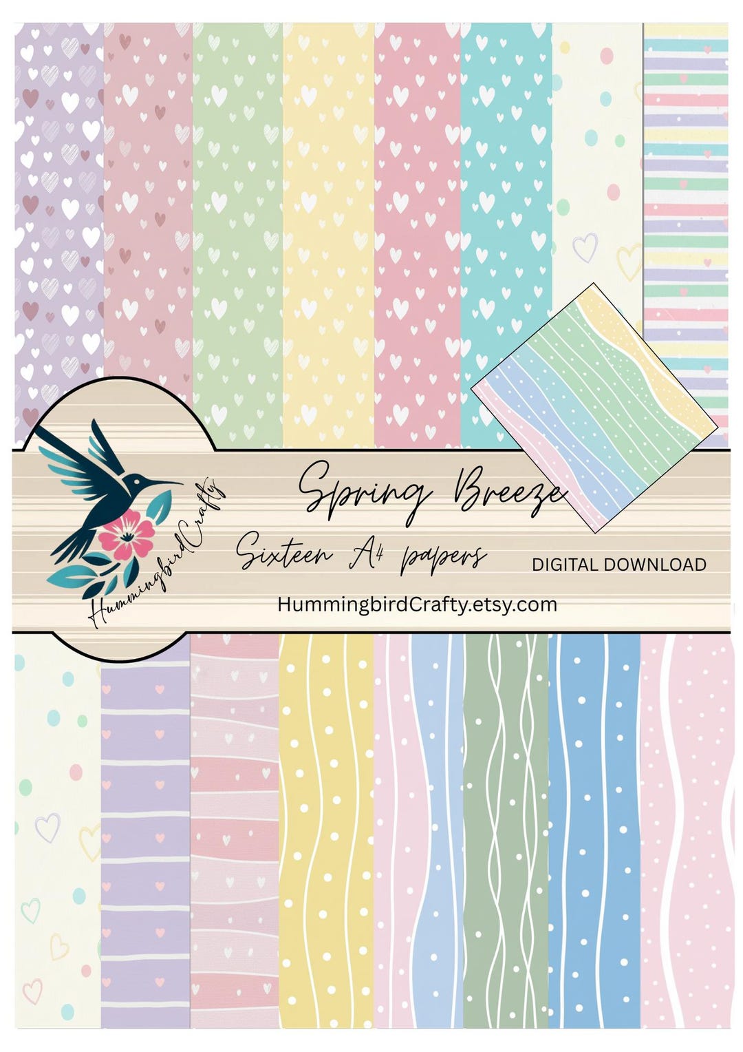 Spring Breeze Printable Papers - Etsy