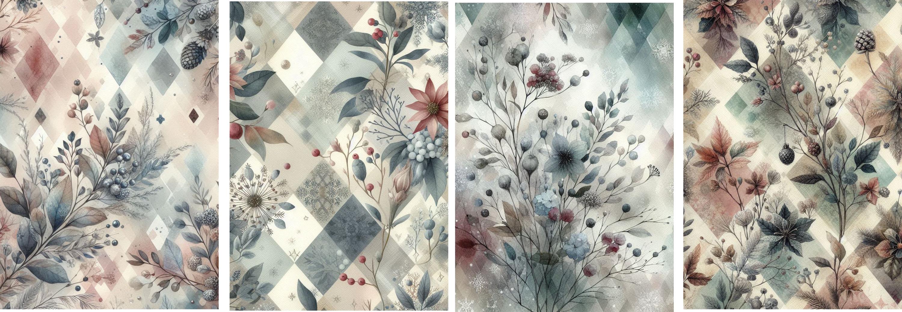 Harlequin Through the Seasons Printable Papers - Etsy