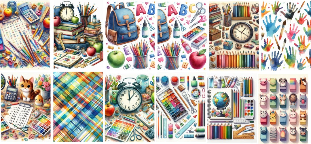 Back to School Printable Designer Papers - Etsy