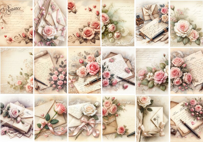 Printable Papers Romancing the Rose - Etsy