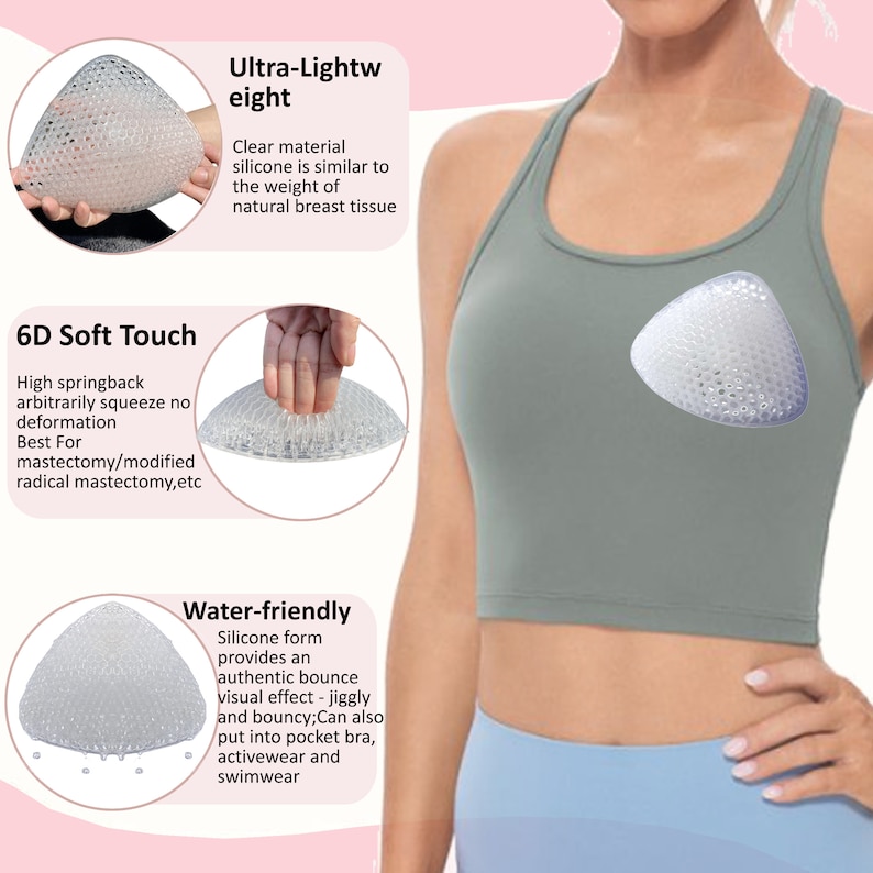 ABF Silicone Swim Form Breast Prosthesis Enhancement Inserts for ...