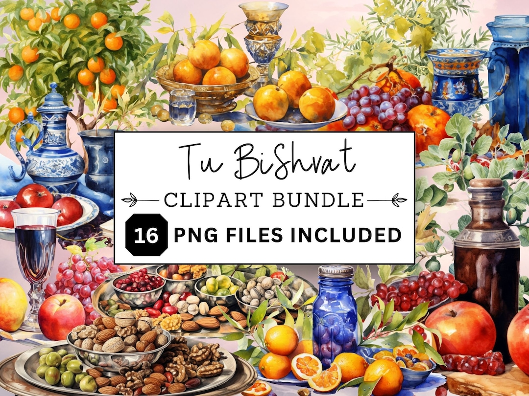 Tu Bishvat Delight: Vibrant Clip Art Pack for Jewish New Year for Trees ...