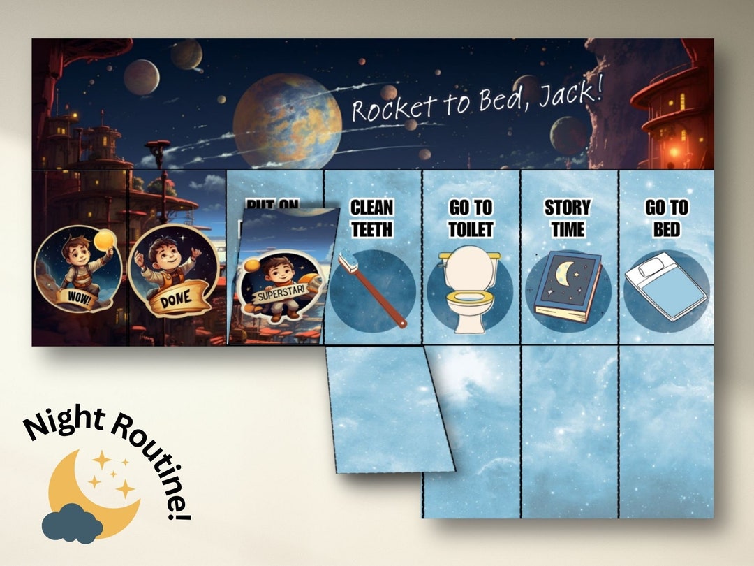 Space-themed Bedtime Night Routine. Checklist Printable Editable Flip ...