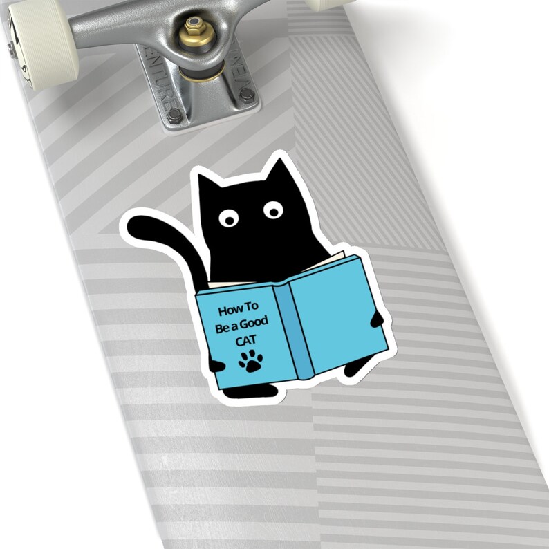 Black Cat Reading Book Stickers for Decor Cat Sticker for Laptop ...