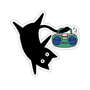 Black Cat Sticker, Black Cat Dancing Sticker, Street Dance, Dancing Cat ...