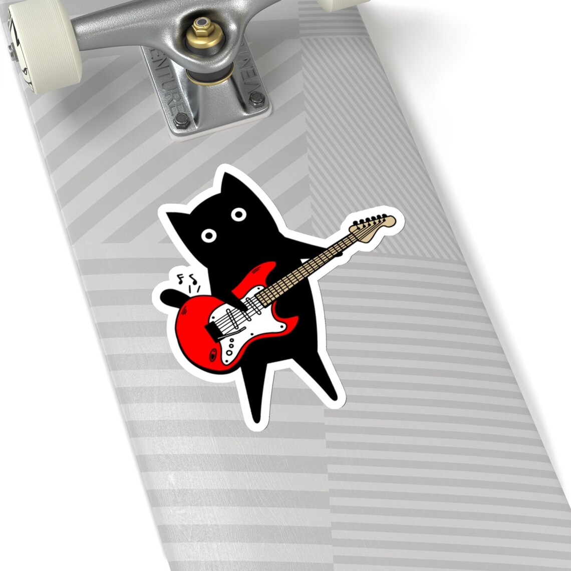 Black Cat Sticker, Black Cat Play Guitar, Guitar Lover, Music Lover ...