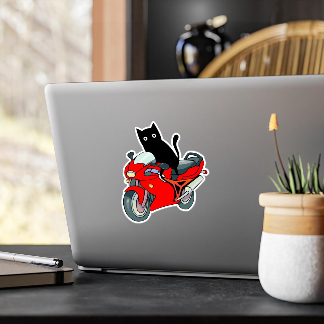 Black Cat Sticker Ride Superbike Sticker Decal for Cat Lover Vinyl ...