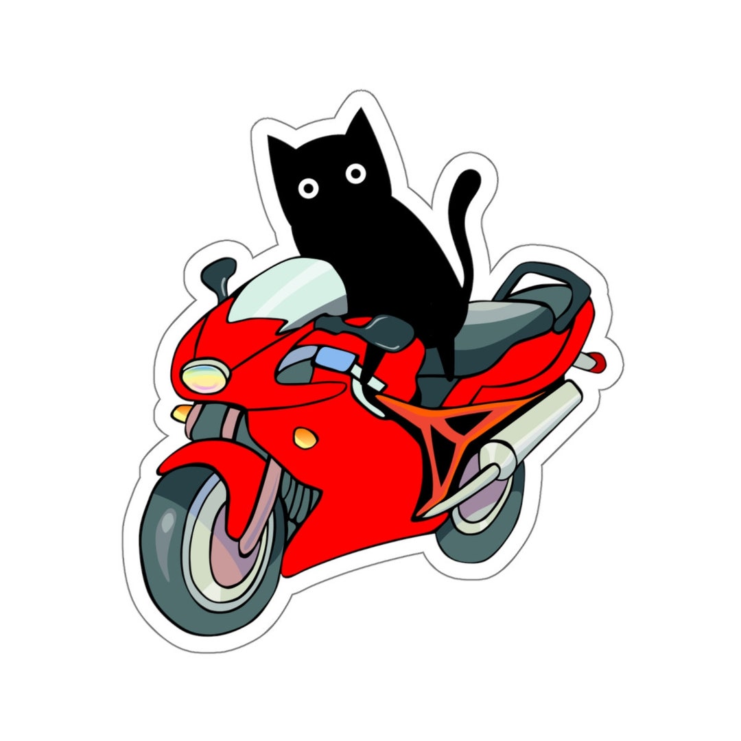 Black Cat Sticker Ride Superbike Sticker Decal for Cat Lover Vinyl ...