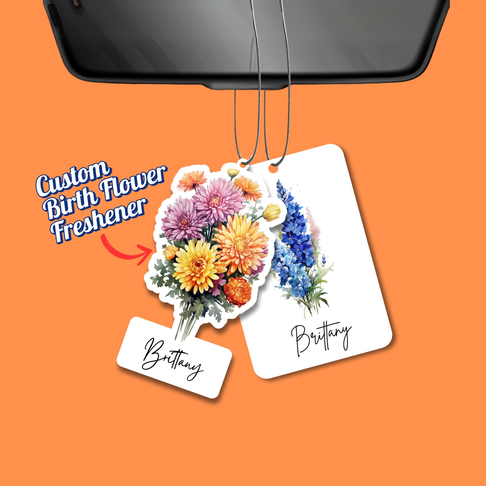 Custom Birth Month Flower Car Air Freshener, Personalized Gift for ...
