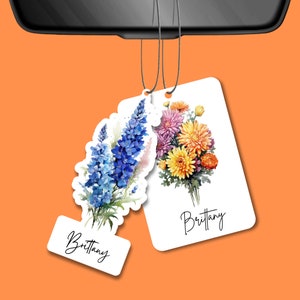 Custom Birth Month Flower Car Air Freshener, Personalized Gift for ...