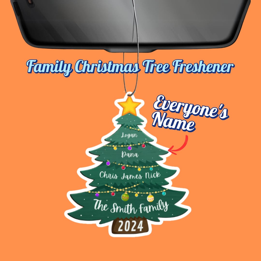 Personalized Family Christmas Tree Car Air Freshener, Custom Family ...