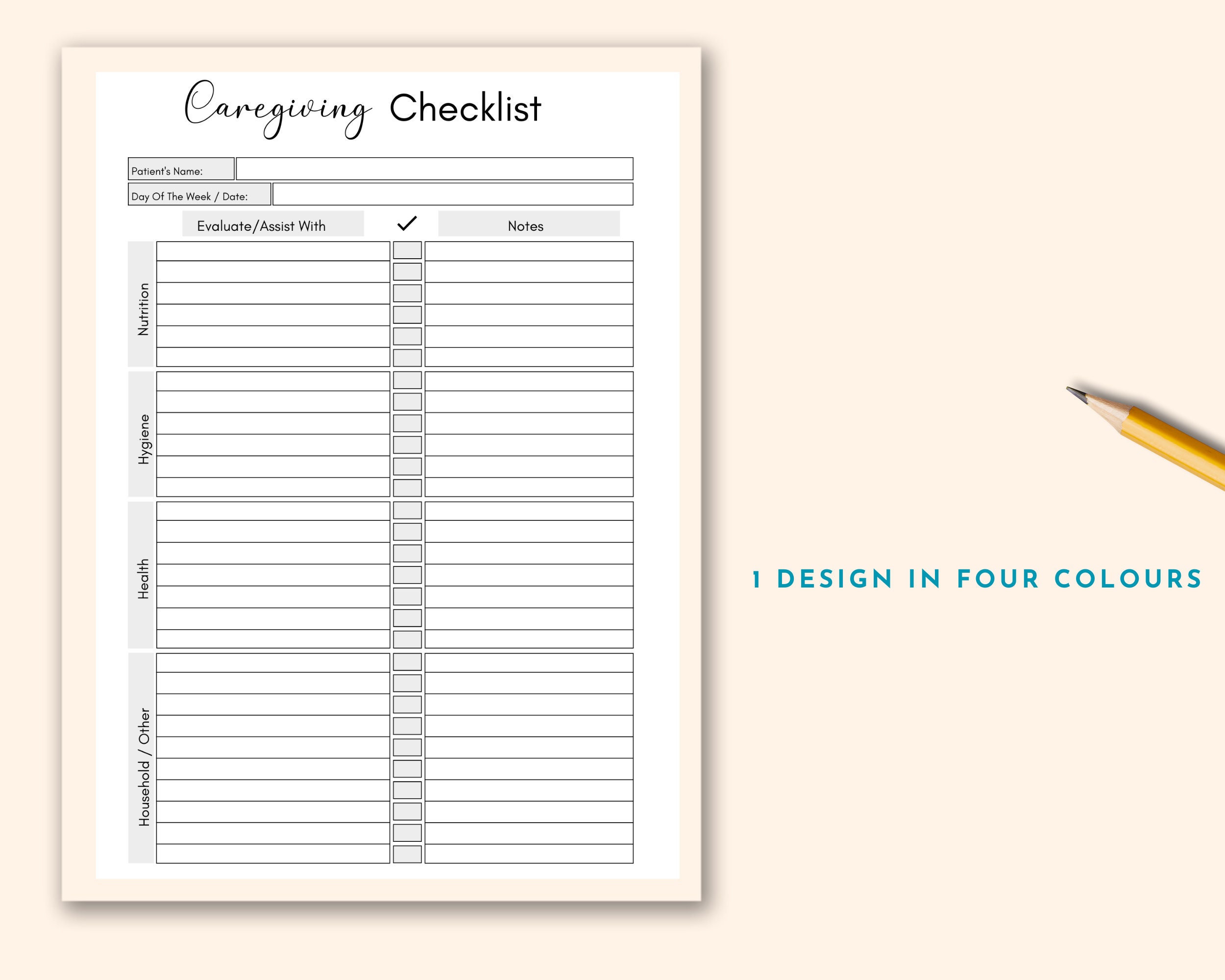 Caregiver Checklist, Care Log Template Printable Caregiver Wellness ...
