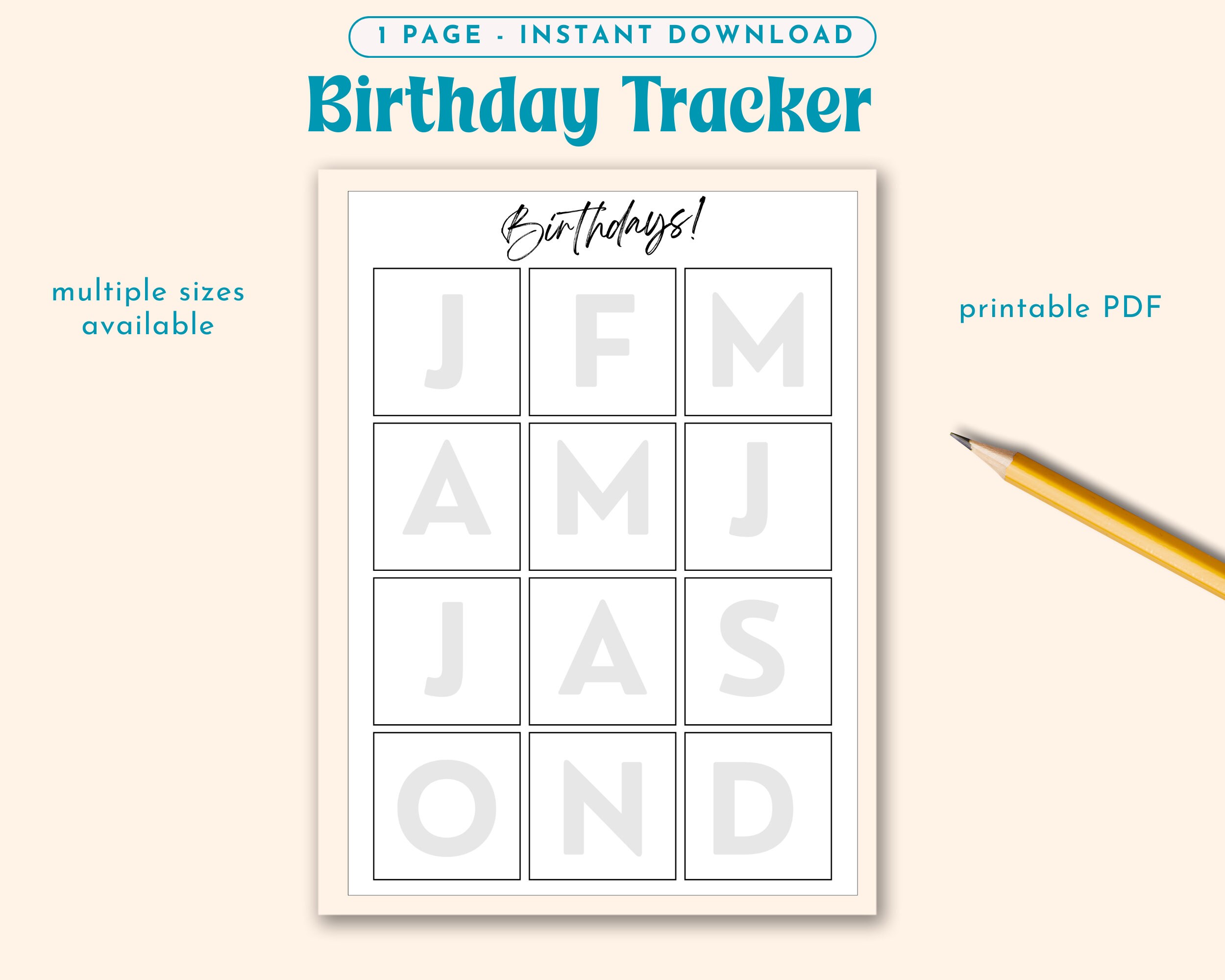 Birthday Tracker Printable Template Birthday Planner Printable Birthday ...