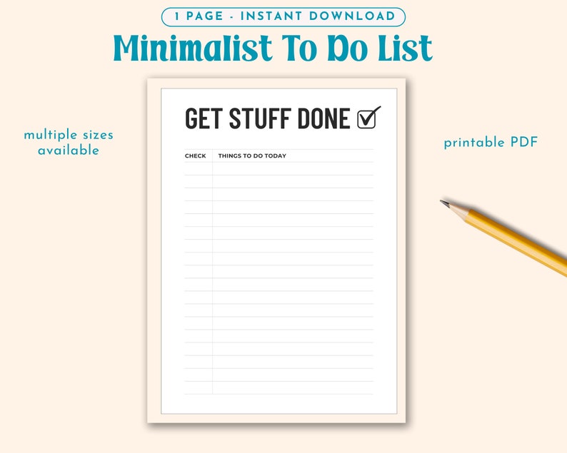 Get Stuff Done Printable to Do List Template Minimalist to Do List PDF ...
