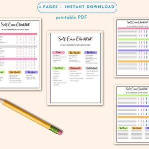 Self Care Checklist Self Care Routine Plan Self-care Planner Mental ...