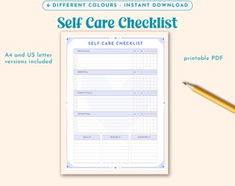 Self Care Checklist Self Care Routine Plan Self-care Planner Mental ...
