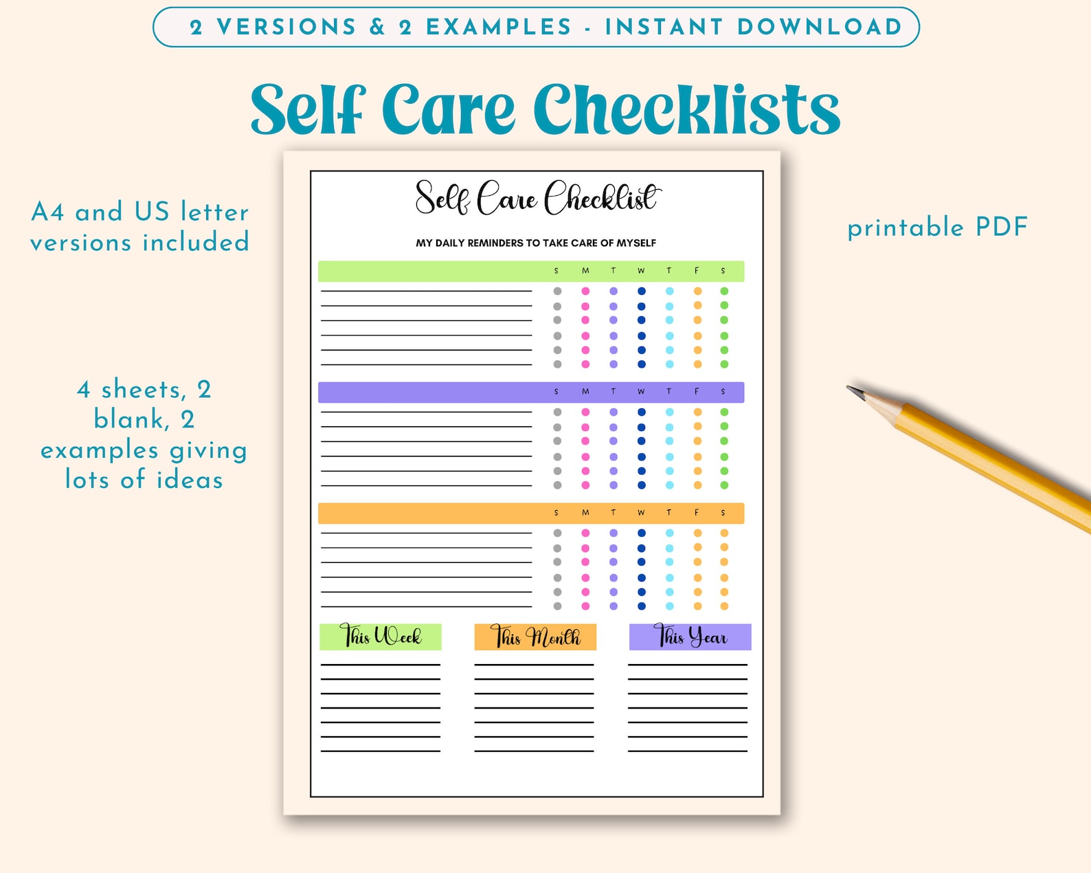 Self Care Checklist Self Care Routine Plan Self-care Planner Mental ...