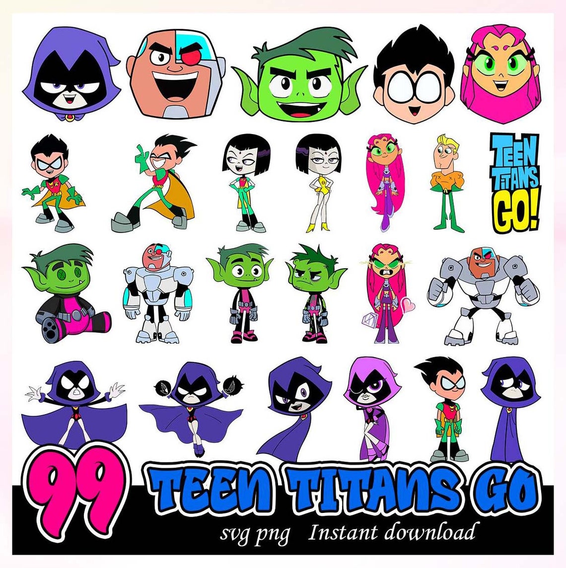 Teen Titans Go SVG Bundle, Teen Titans Go Png Bundle, Teen Titans Go ...