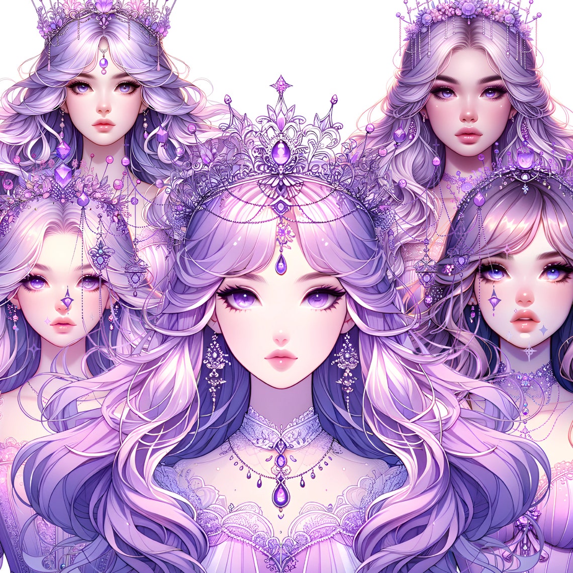 Purple Candy Queens, Queen Clipart Bundle, Pretty Princess Bundle ...