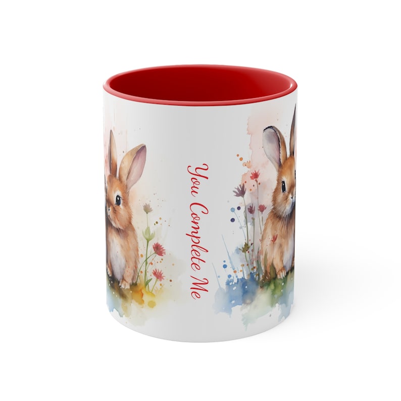 Accent Coffee Mug, 11oz Bunny Bliss: Adorable Pair of Rabbits Grace ...