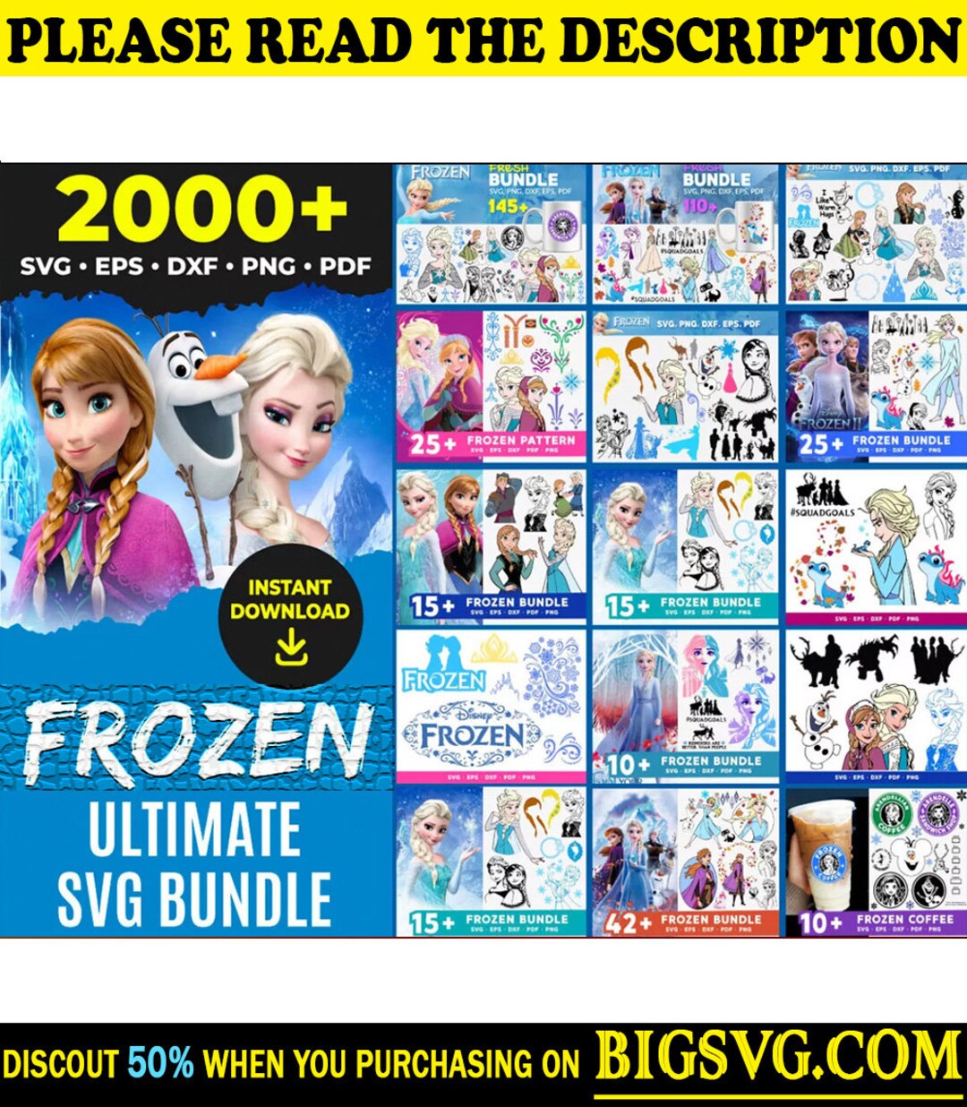 2.000 FROZEN SVG Bundle, FROZEN Svg Files for Cricut, Frozen Clipart ...
