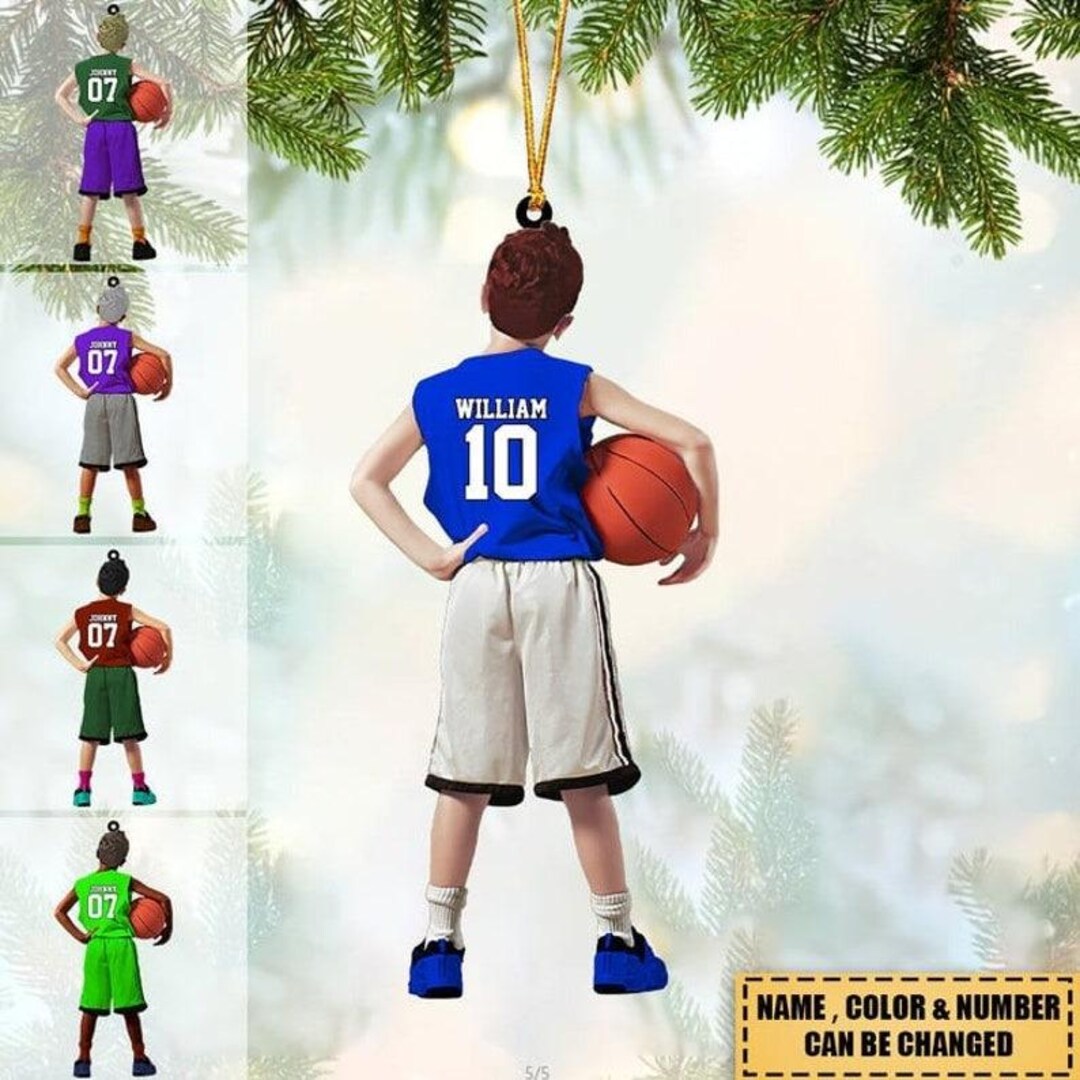 Personalized Basketball Boy Christmas Ornament, Custom Basketball ...