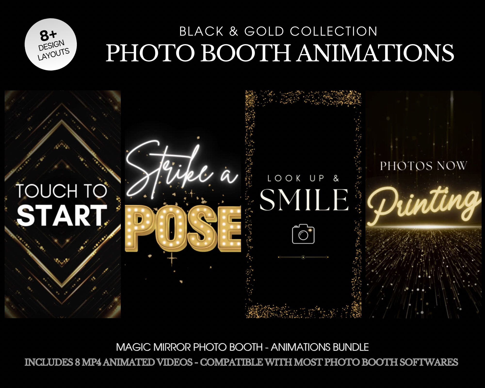 Gold Photo Booth Animations - Set of 8 - 1080x1920 - Etsy