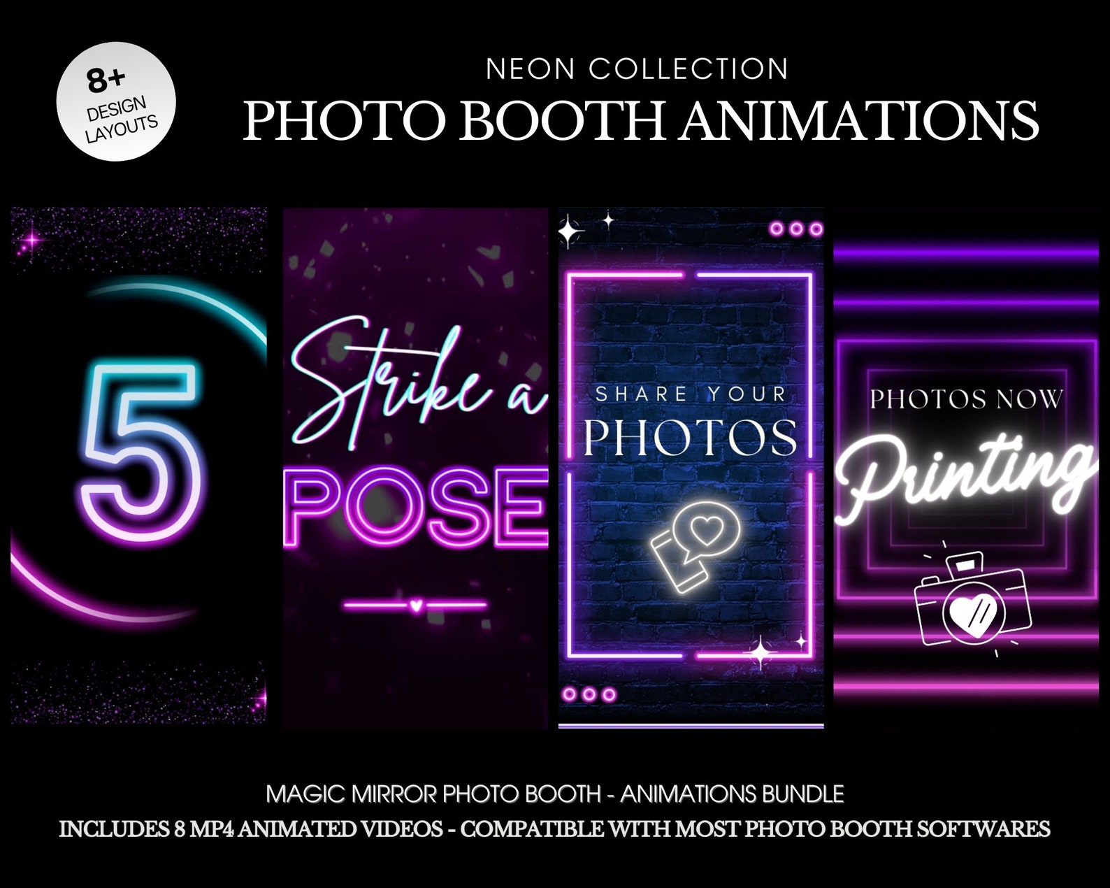 Neon Photo Booth Animations - Set of 8 - 1080x1920 - Etsy