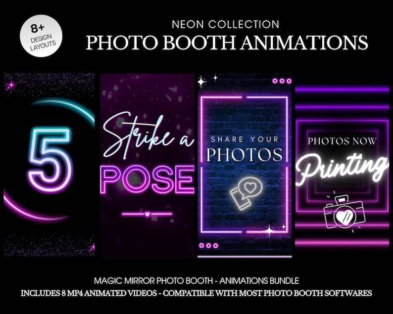 Neon Photo Booth Animations - Set of 8 - 1080x1920 - Etsy