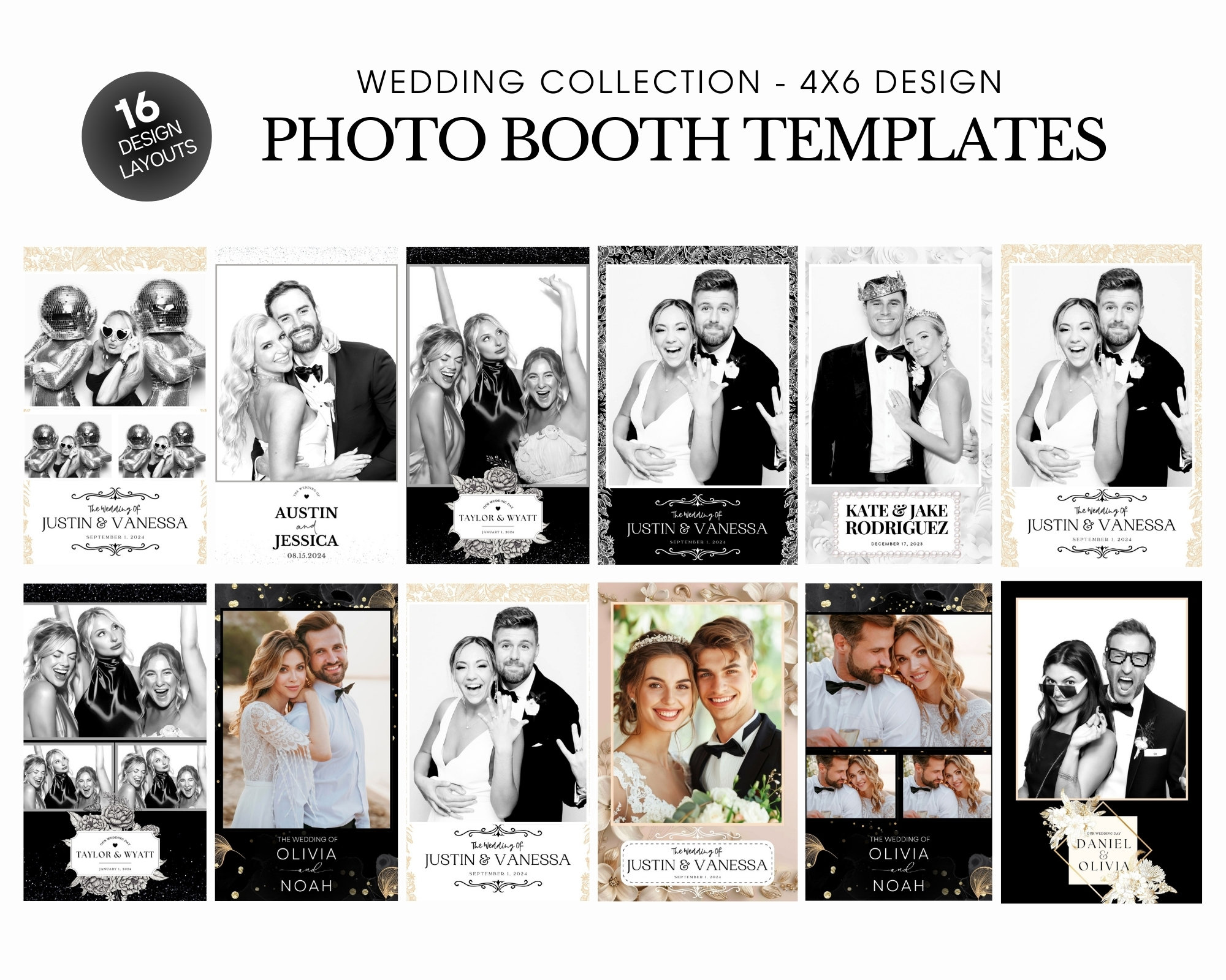16 DESIGNS Elegant 4x6 Photo Booth Design Template Wedding Collectio ...