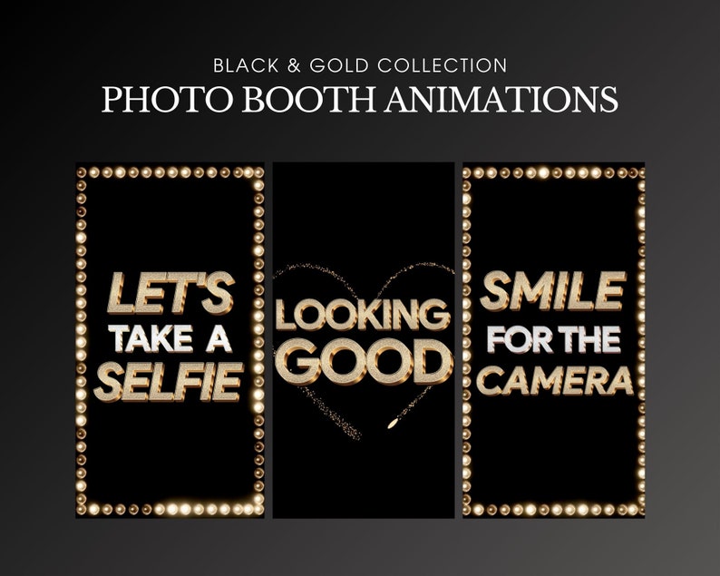 Elegant Black & Gold - Photo Booth Animations - Set of 10 - 1080x1920 ...