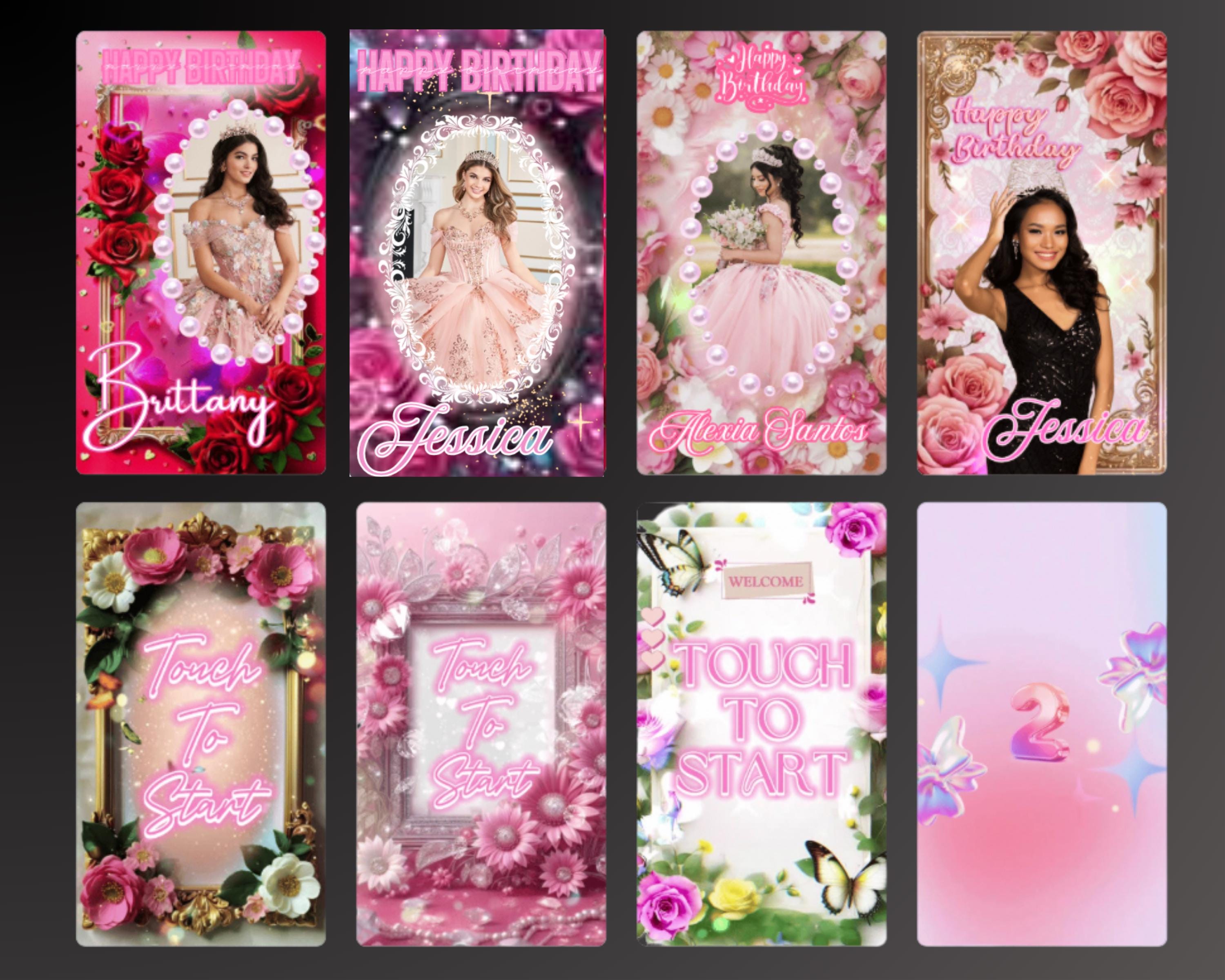 CUSTOM Touch to Start Pink Animations Bundle - 16+ Mirror Photo Booth ...