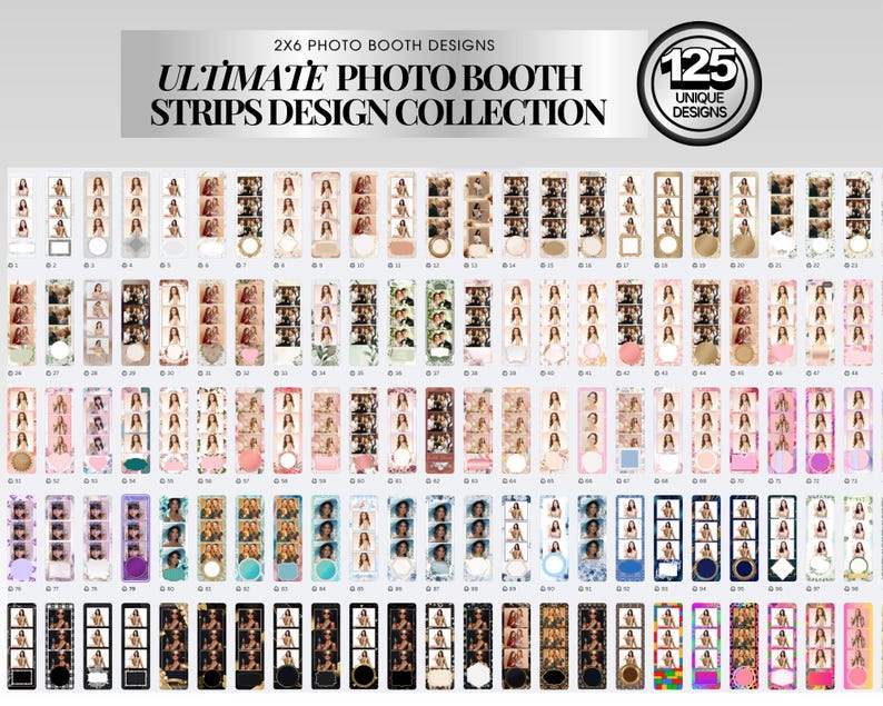 THE MEGA BUNDLE #2 - 125 Photo Booth Design Templates - 2x6 Prints - Etsy