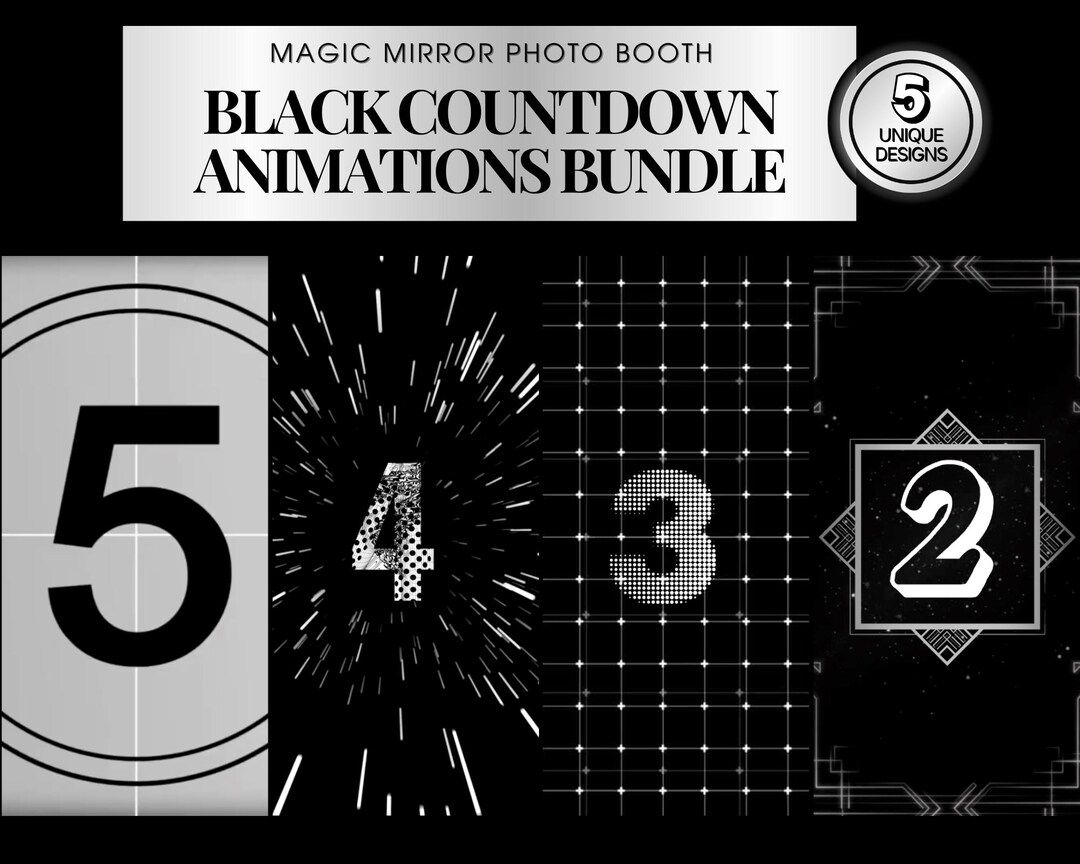 Black&white Countdown Animations Bundle - Magic Mirror Photo Booth ...