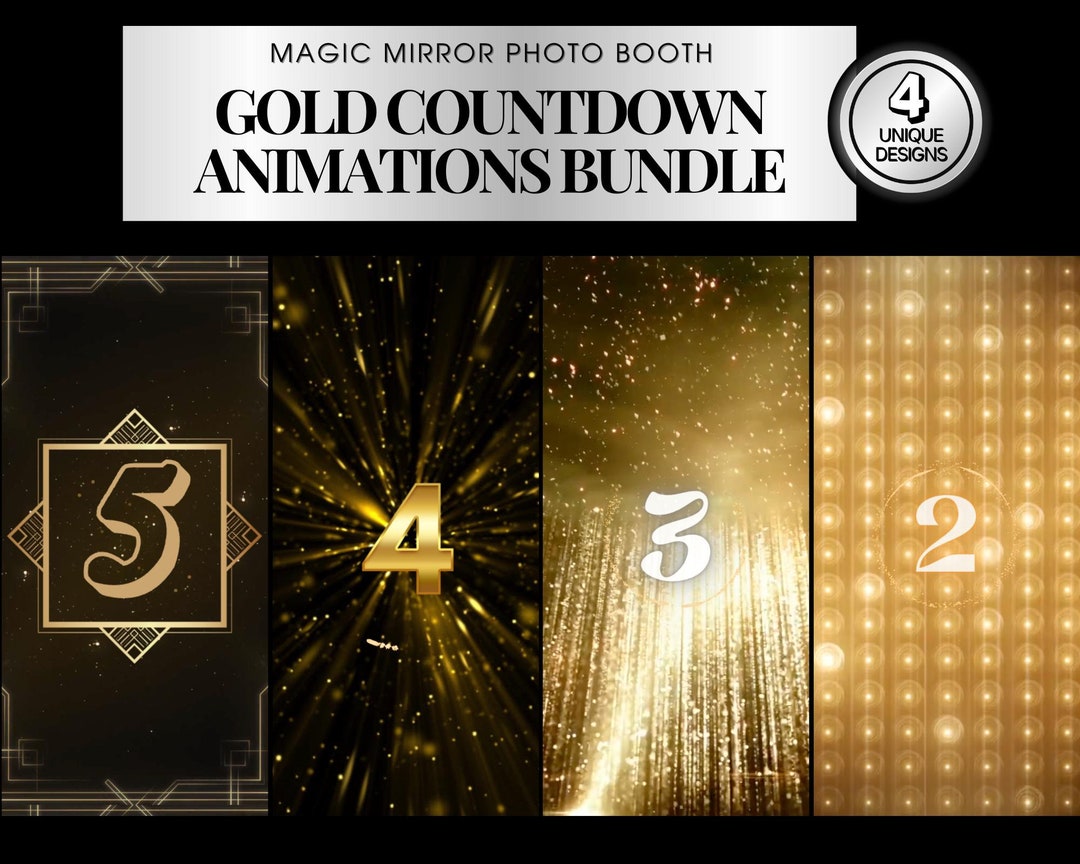 Gold Countdown Animations Bundle - Magic Mirror Photo Booth - Set of 4 ...