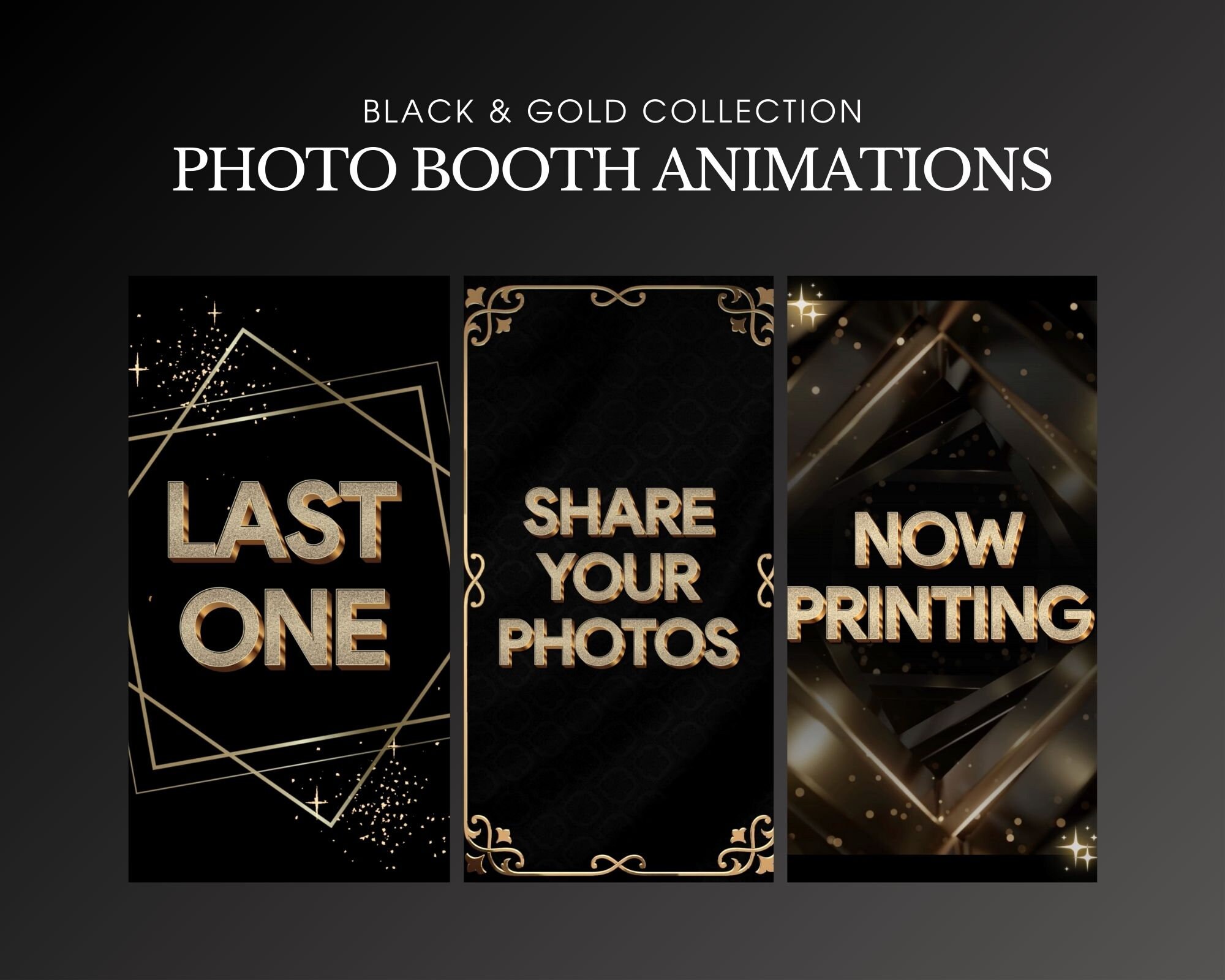 Elegant Black & Gold - Photo Booth Animations - Set of 10 - 1080x1920 ...