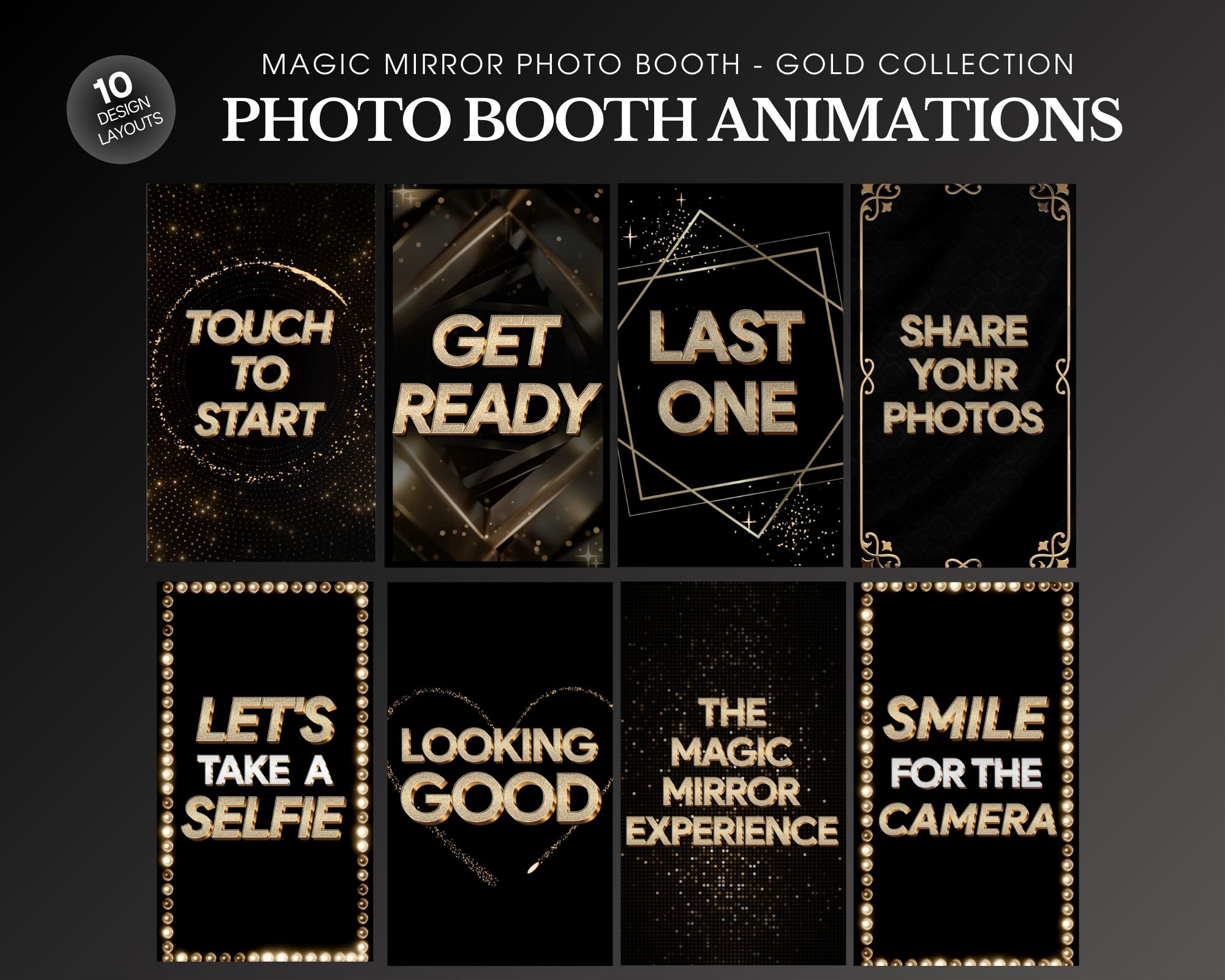 Elegant Black & Gold - Photo Booth Animations - Set of 10 - 1080x1920 ...