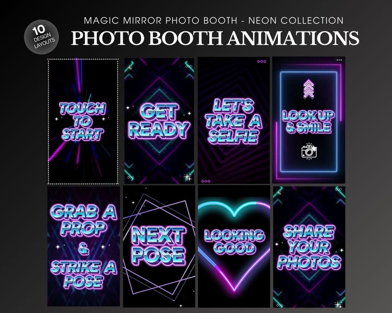 Vibrant Neon - Magic Mirror Photo Booth Animations - Set of 10 ...