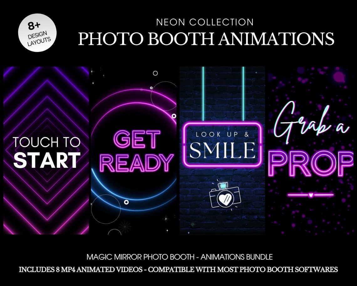 Neon Photo Booth Animations - Set of 8 - 1080x1920 - Etsy