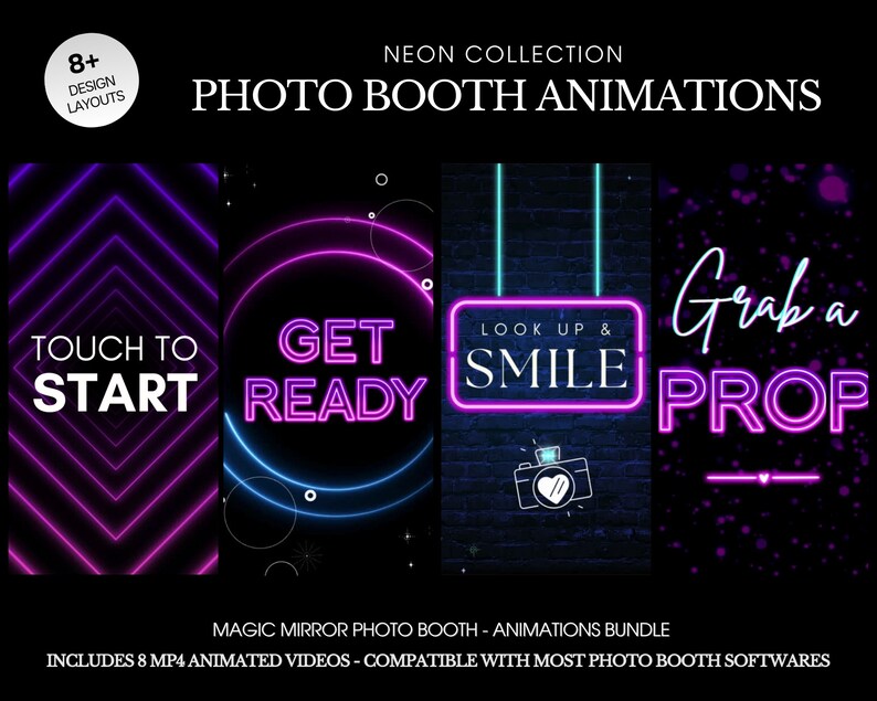 Neon Photo Booth Animations - Set of 8 - 1080x1920 - Etsy