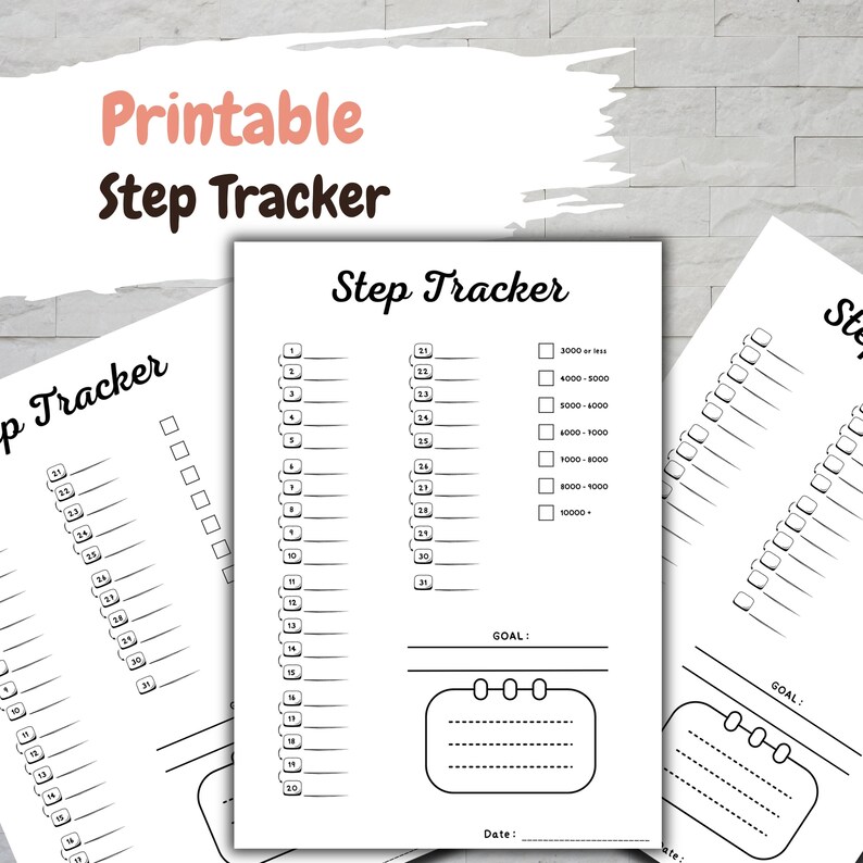 Monthly Step Tracker Printable Tracker Fitness Tracker Journal Page