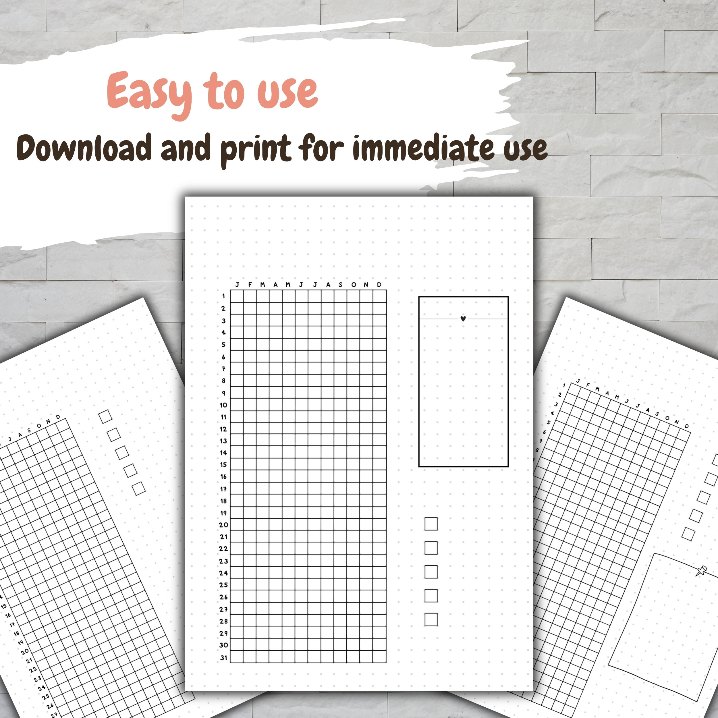 Yearly Blank Tracker, Printable Tracker, Bullet Journal Page, Yearly ...