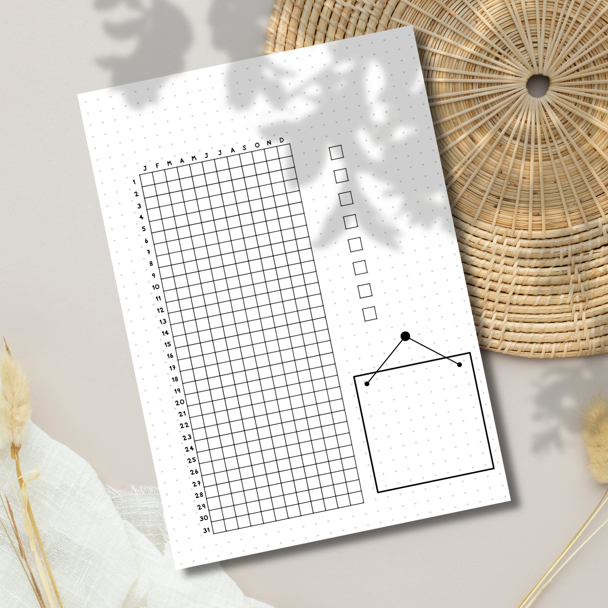 Yearly Blank Tracker, Printable Tracker, Bullet Journal Page, Yearly ...