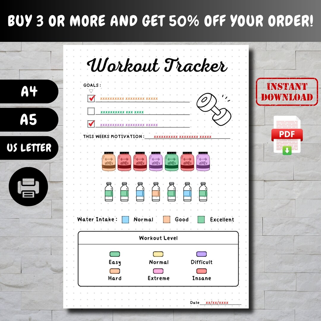 Weekly Workout Tracker, A5 Journal Page, Printable Tracker, Exercise ...