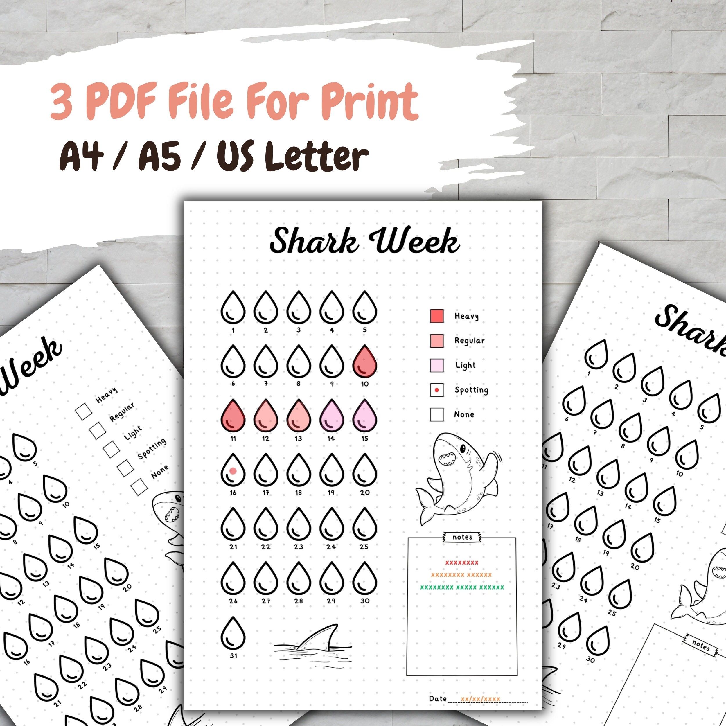 Monthly Period Tracker, Printable Tracker, Bullet Journal Page, A5 ...