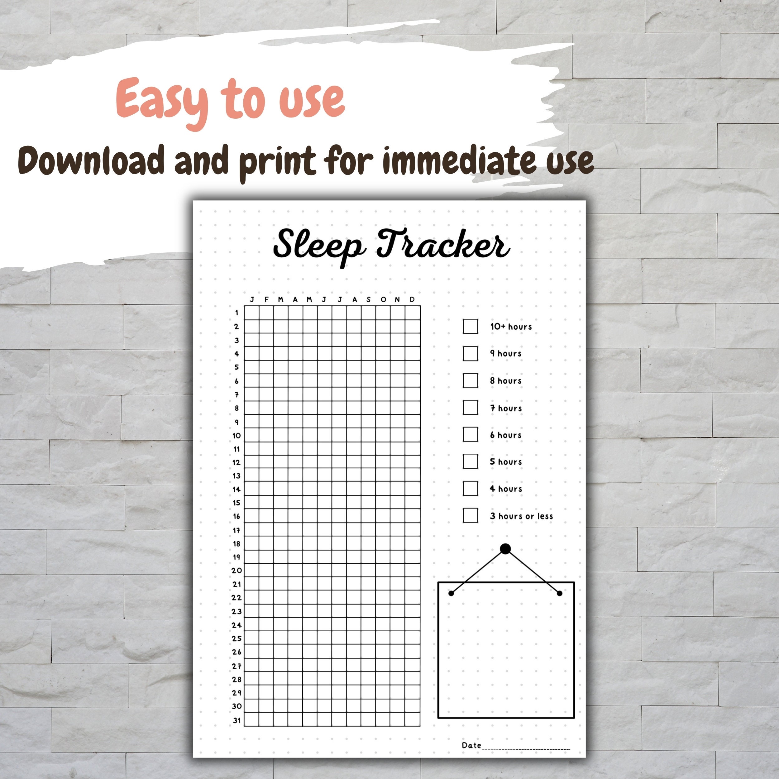 Yearly Sleep Tracker, Printable Tracker, Printable Sleep Tracker, Sleep ...